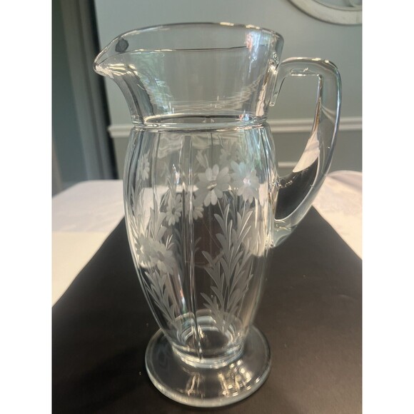 Heisey | Dining | Antique C92s Heisey Clear Glass Etched Floral Footed ...